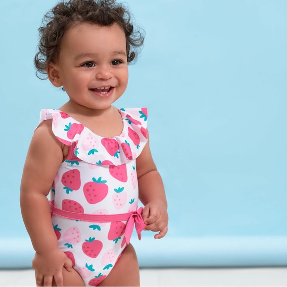 Gerber | Swim | Baby Toddler Girls Upf 5 Strawberry Onepiece Swimsuit ...
